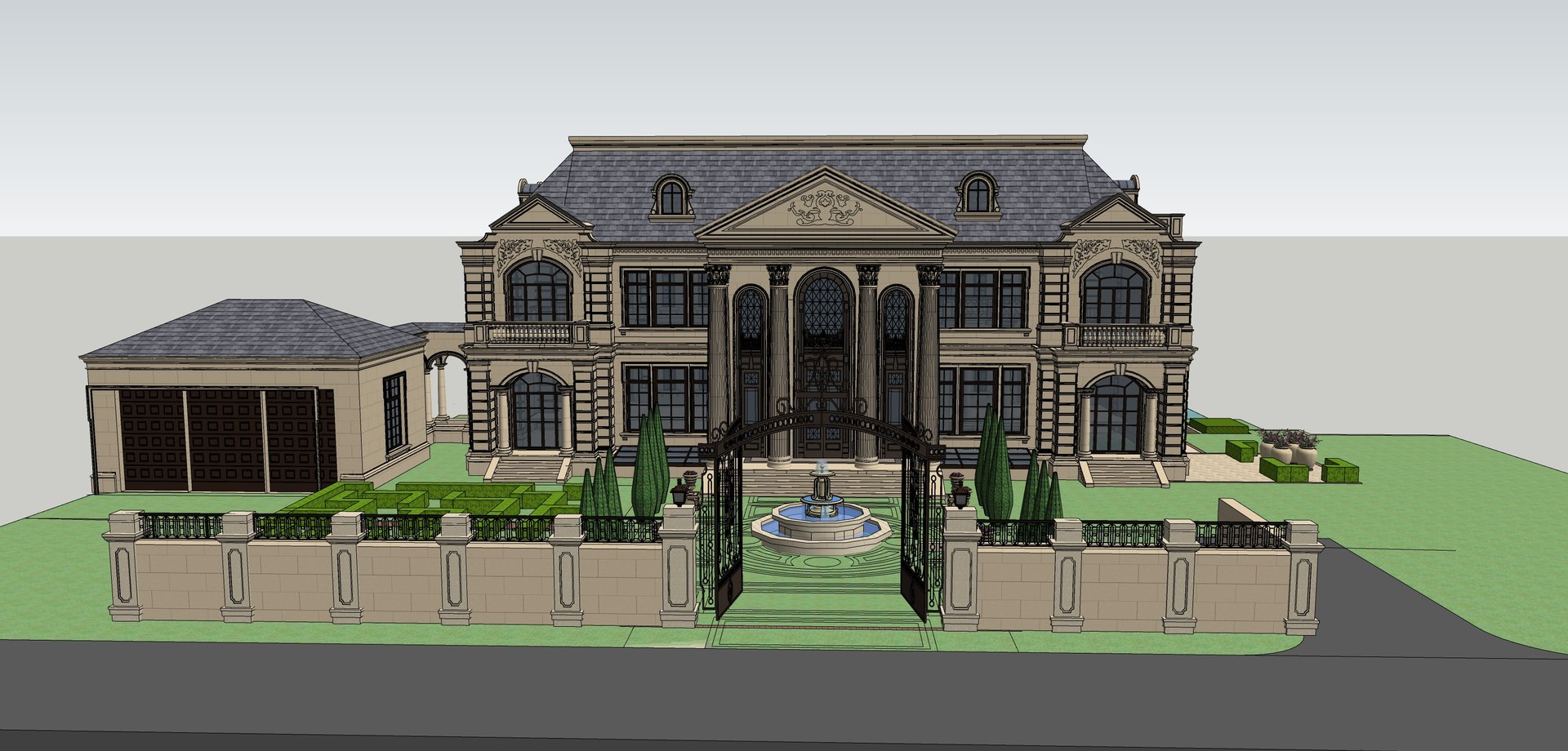 European Style Single-family Villa Manor Scenery Yard 3D Model 3D Model ...