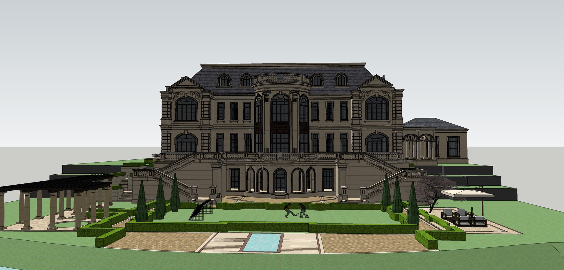 European Style Single-family Villa Manor Scenery Yard 3D Model 3D Model ...