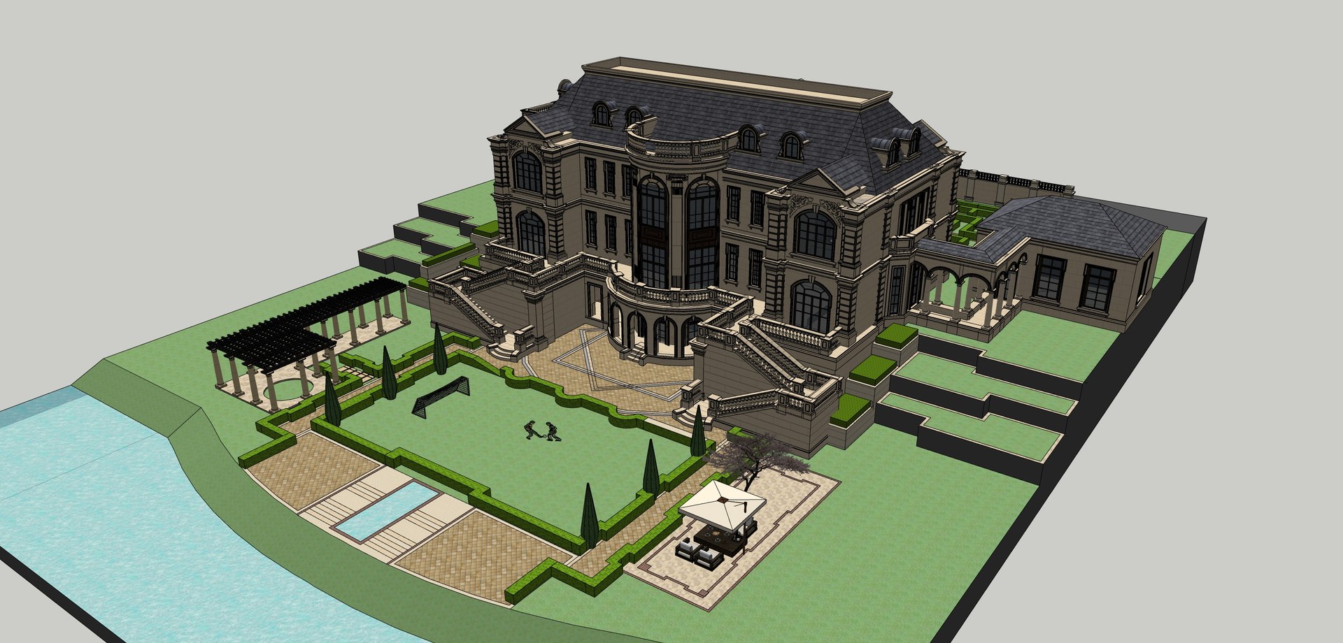 European Style Single-family Villa Manor Scenery Yard 3D Model 3D Model ...
