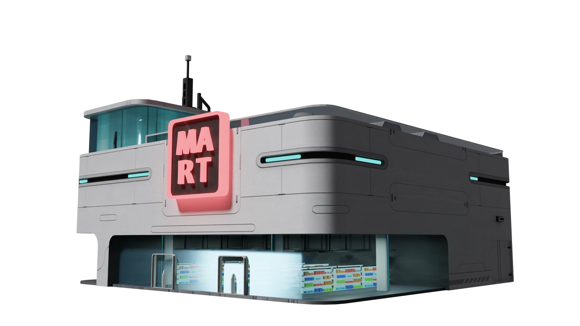 Sci-fi Building Supermarket ProjectFDT 3D Model - TurboSquid 1960270