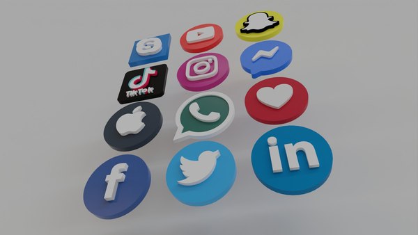 3d Social Media Icons 12 icons 3D - TurboSquid 2015611