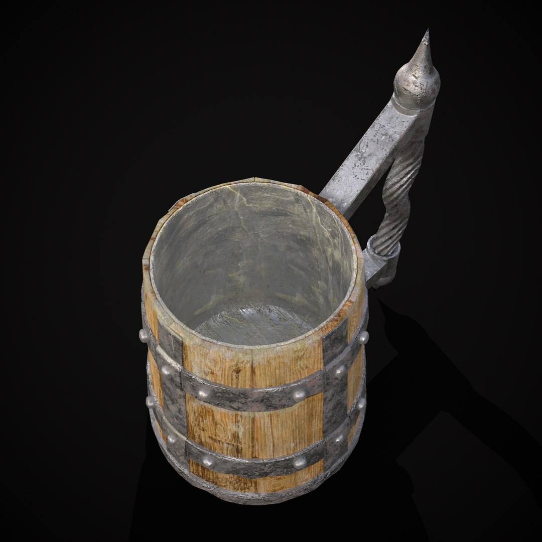 Wood Steel Medieval Mug model - TurboSquid 2055219