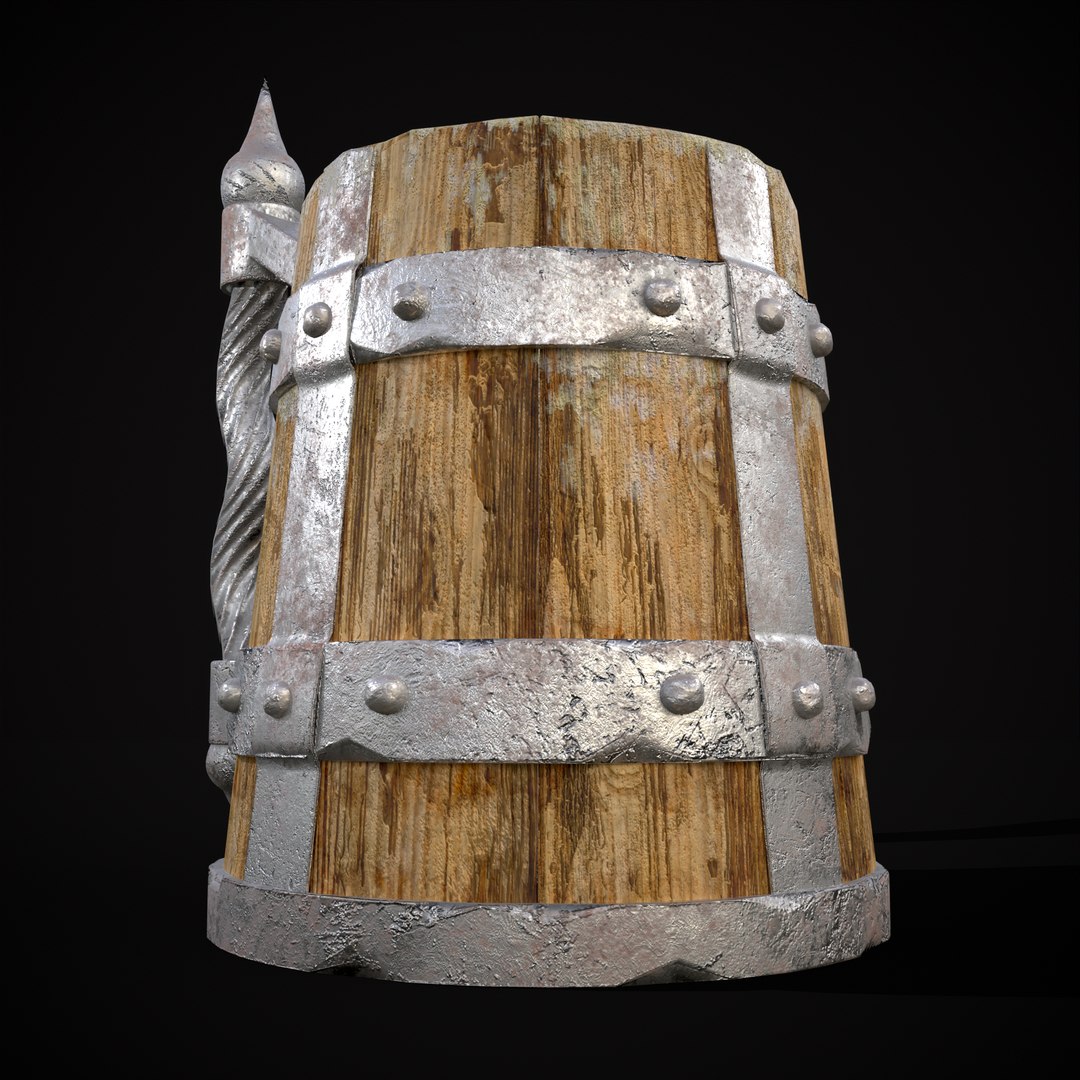 Wood Steel Medieval Mug model - TurboSquid 2055219