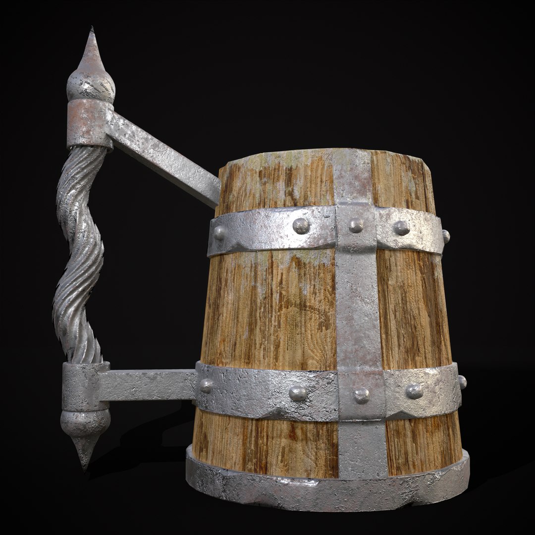 Wood Steel Medieval Mug model - TurboSquid 2055219