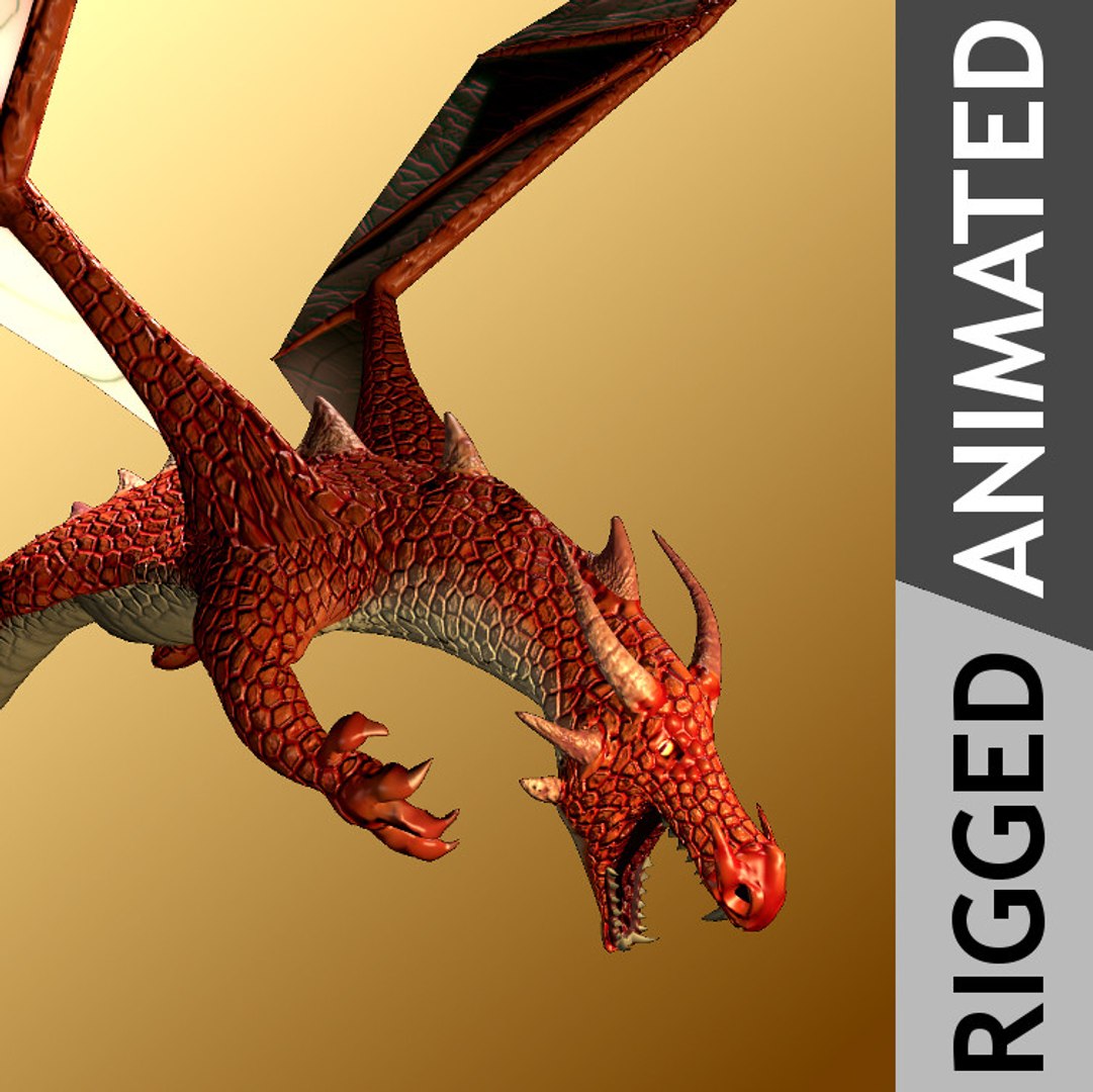 Mythical Red Dragon 3d Model