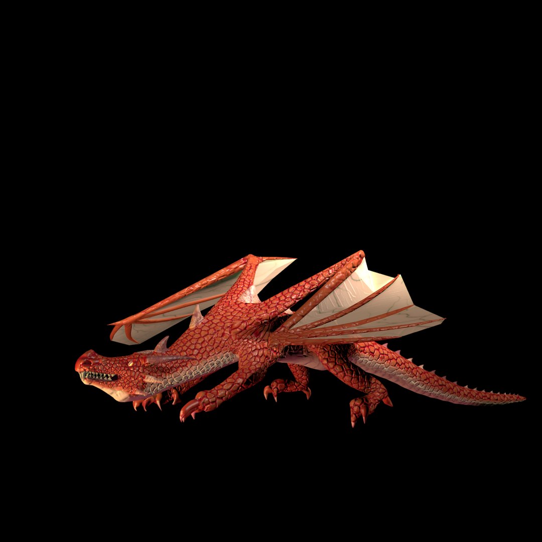 Mythical Red Dragon 3d Model