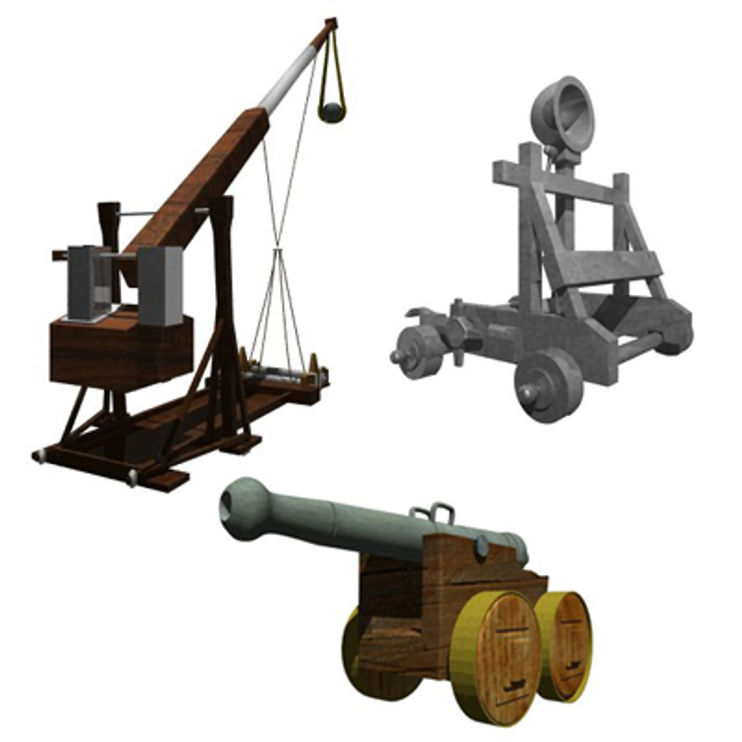 medieval catapults cannon 3d 3ds