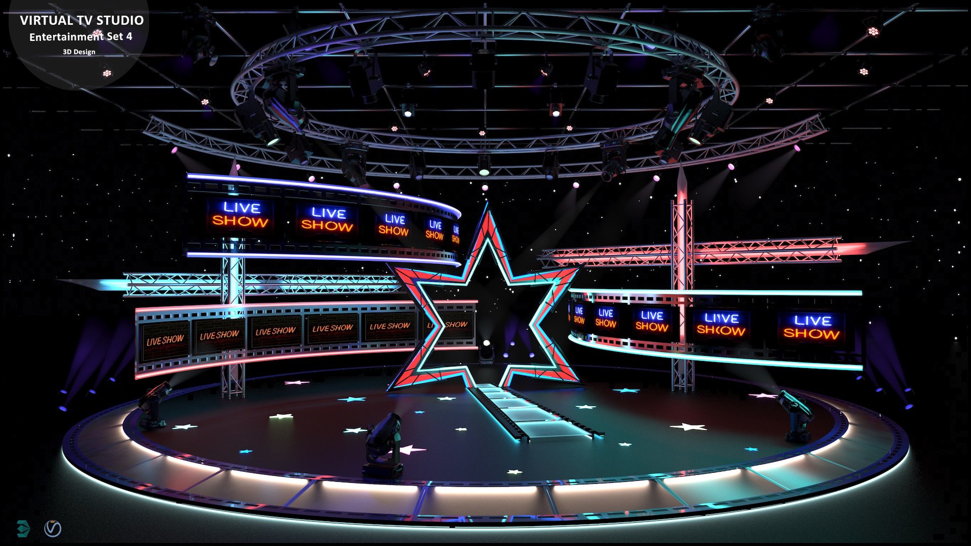 Virtual TV Studio Sets - Collection Vol 15 - 4 PCS DESIGN 3D Model ...