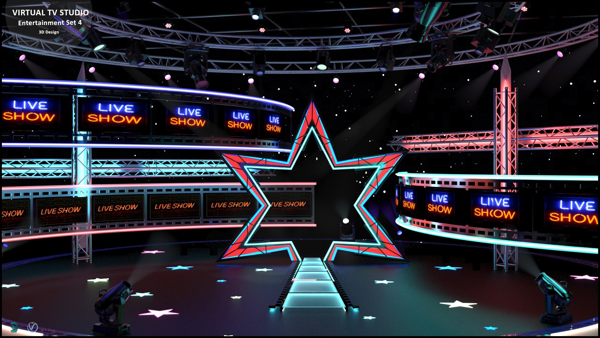Virtual TV Studio Sets - Collection Vol 15 - 4 PCS DESIGN 3D Model ...