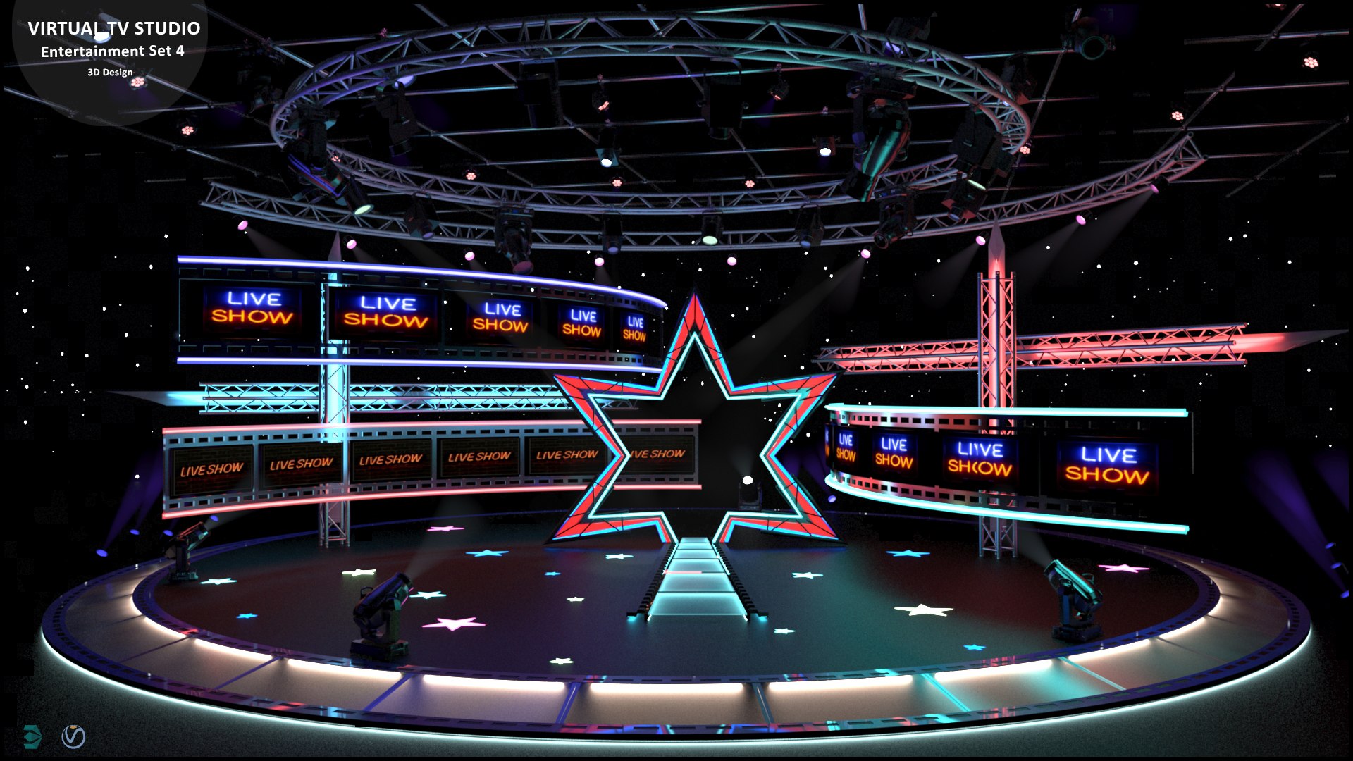 Virtual TV Studio Sets - Collection Vol 15 - 4 PCS DESIGN 3D Model - TurboSquid 1987945