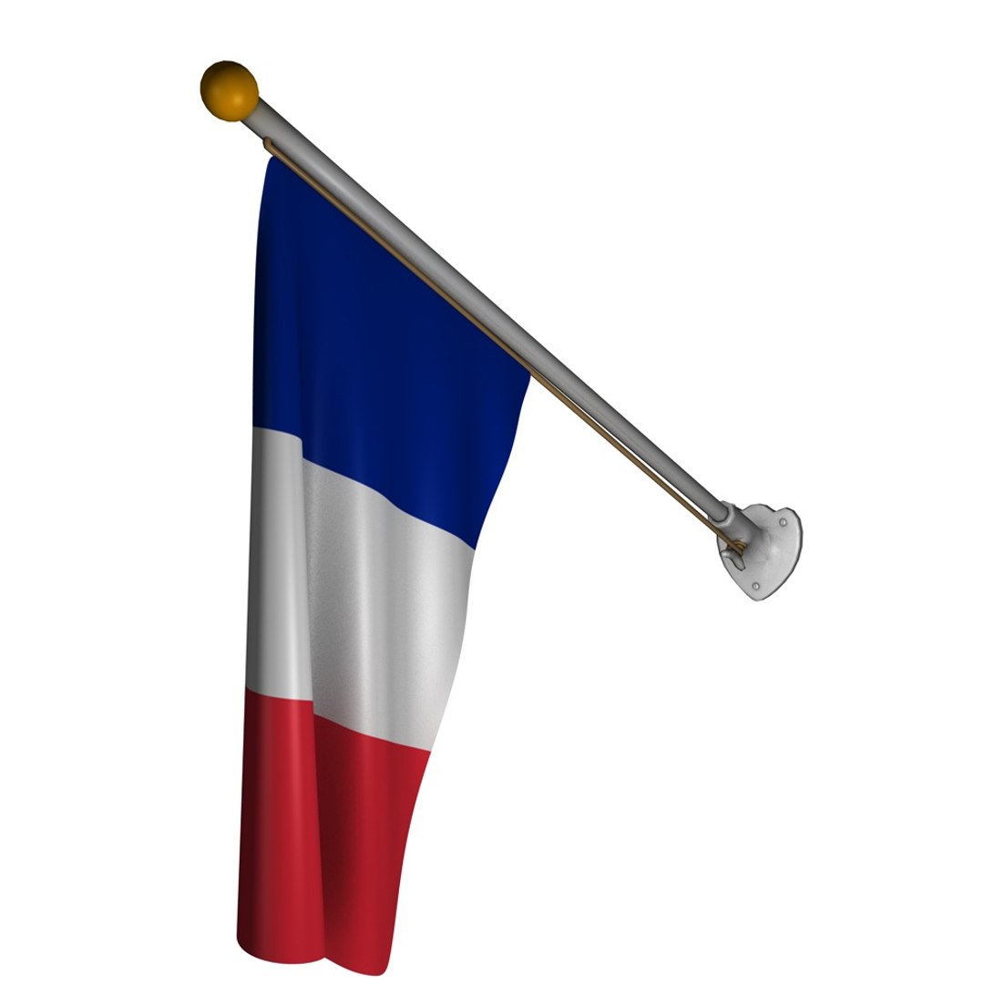 french flag pole 3d model