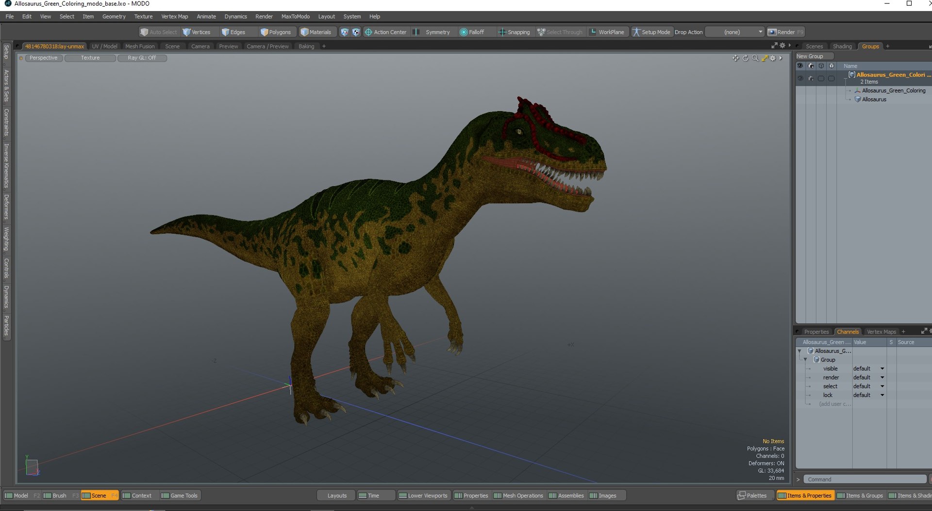 Allosaurus Green Coloring 3D Model - TurboSquid 2158688