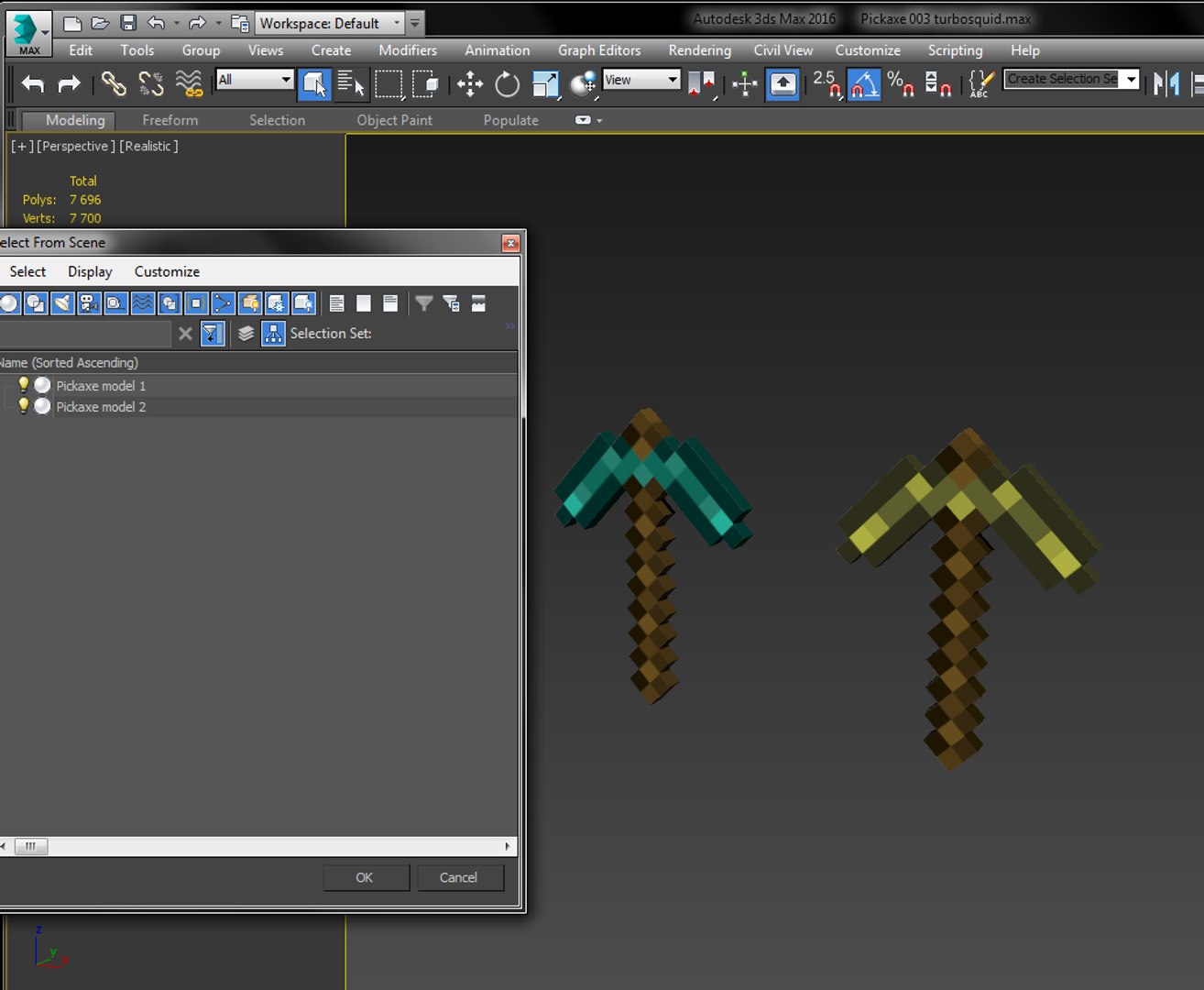Minecraft Pickaxe 3D Model - TurboSquid 1357067