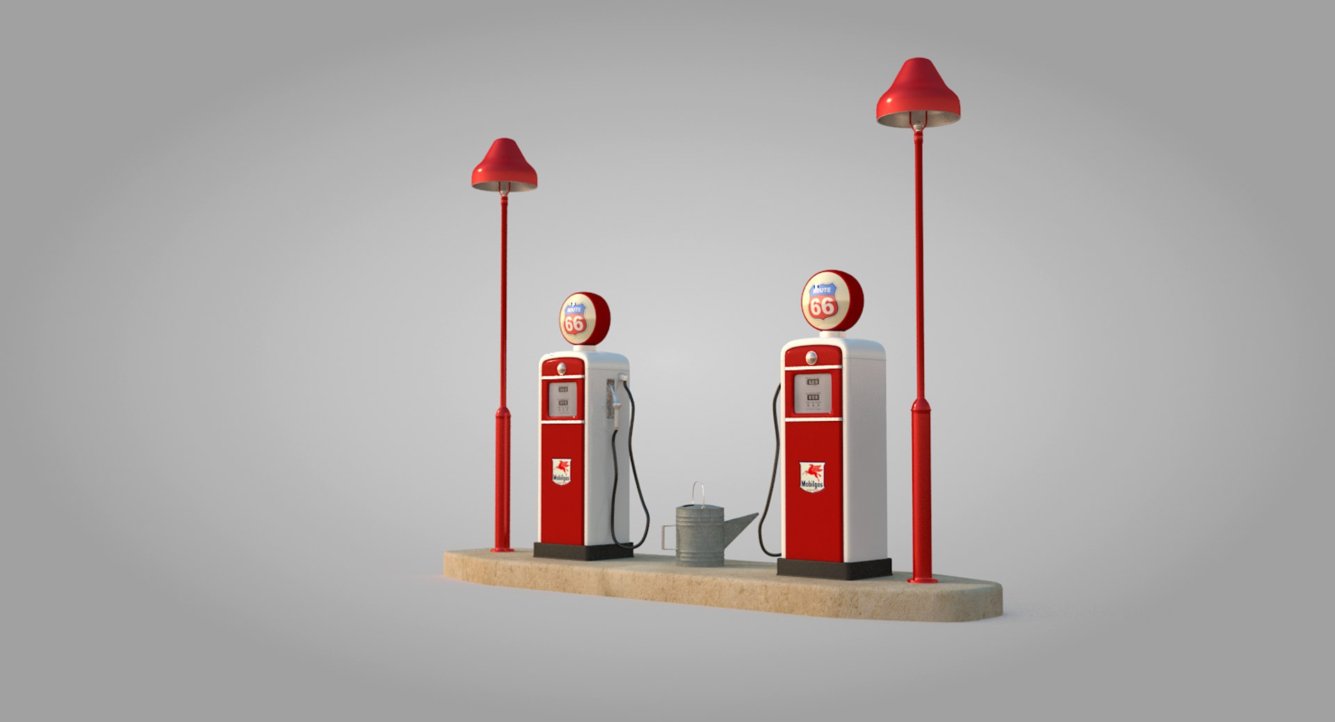 3D Vintage Petrol Station Island Model - TurboSquid 1263889