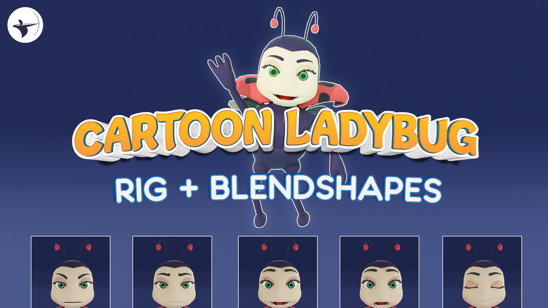 3D model Stylized Toon Flying Male Ladybug Green Red Blue - TurboSquid ...