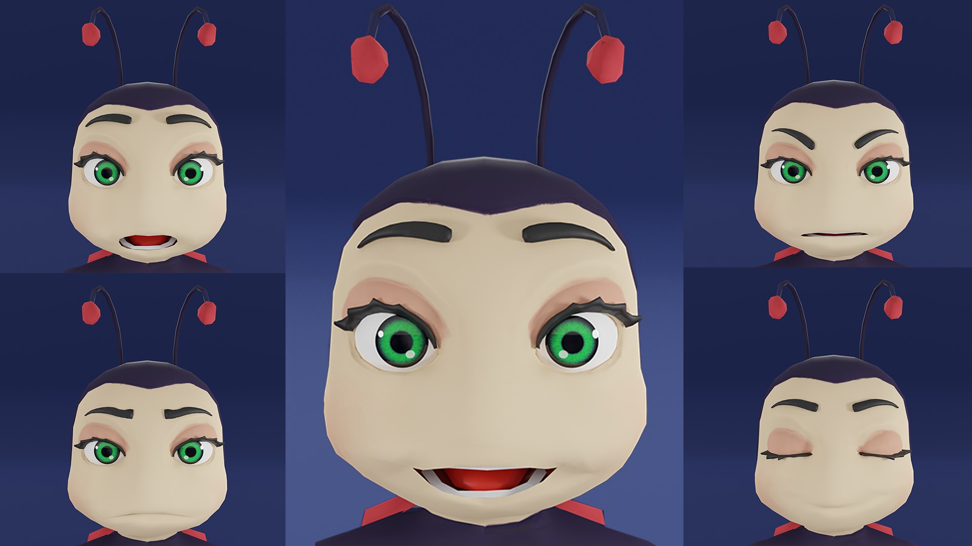 3D model Stylized Toon Flying Male Ladybug Green Red Blue - TurboSquid ...