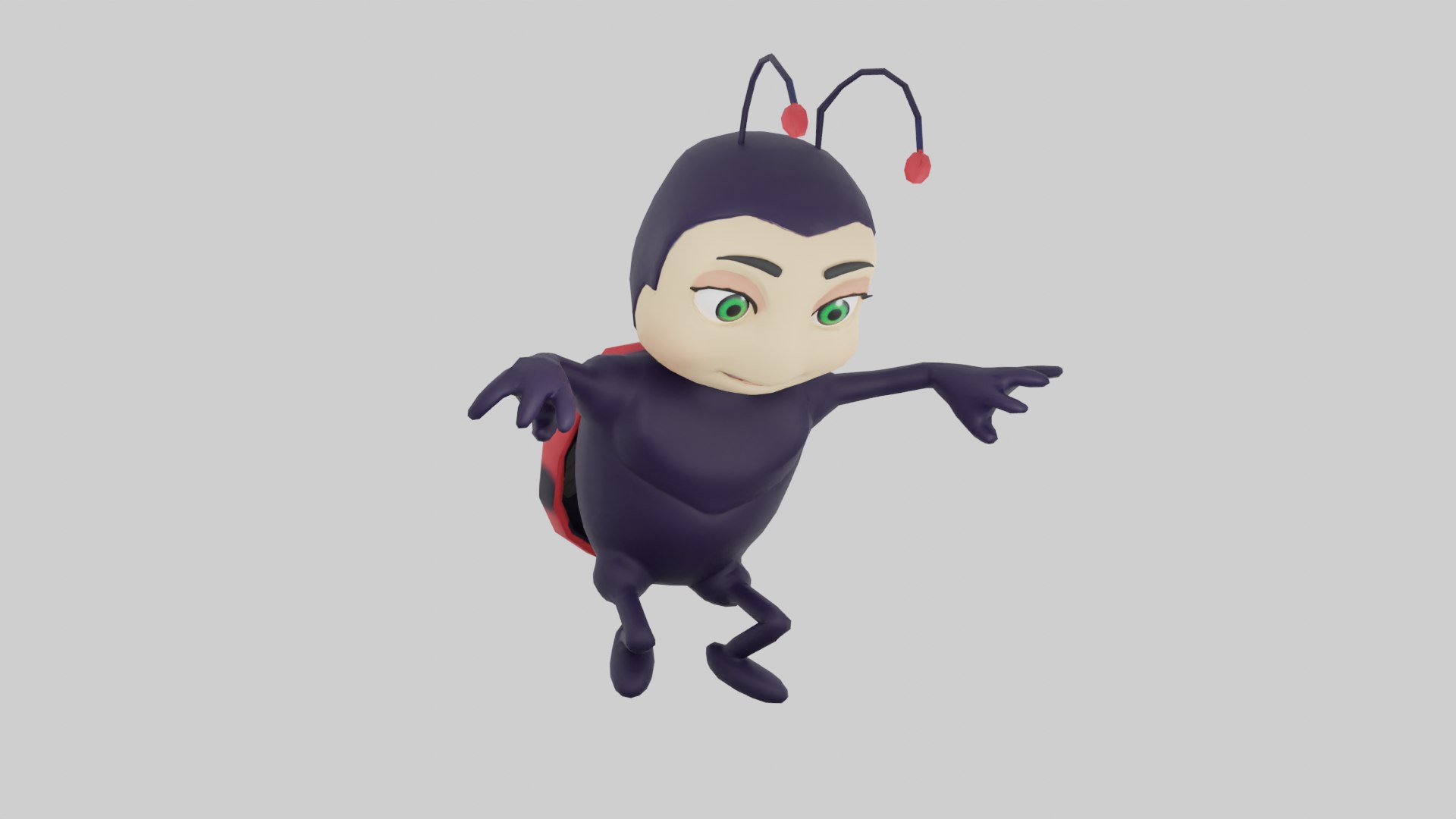 3D model Stylized Toon Flying Male Ladybug Green Red Blue - TurboSquid ...