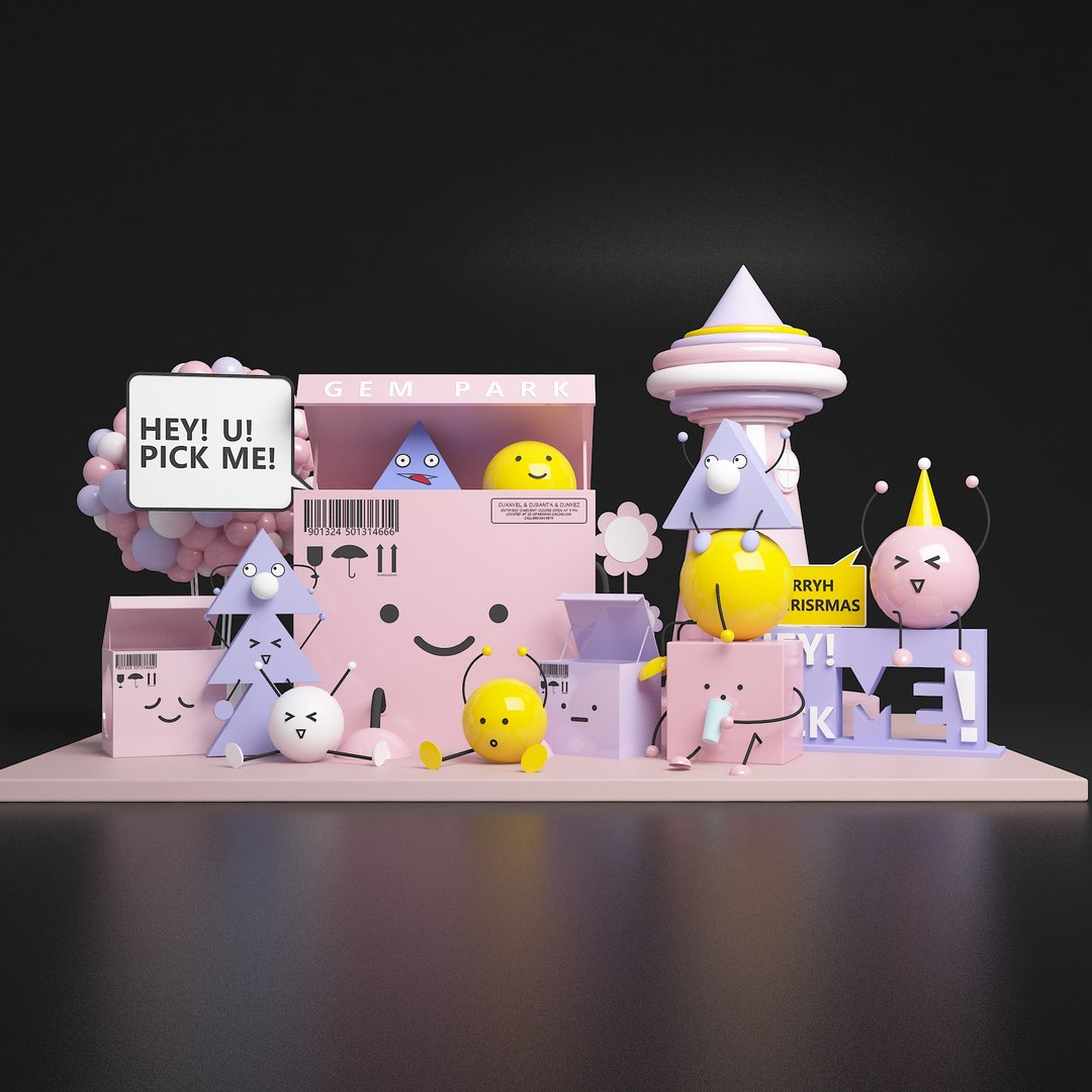 3D Modern Display Design Cartoon Display Stack Commercial Display ...