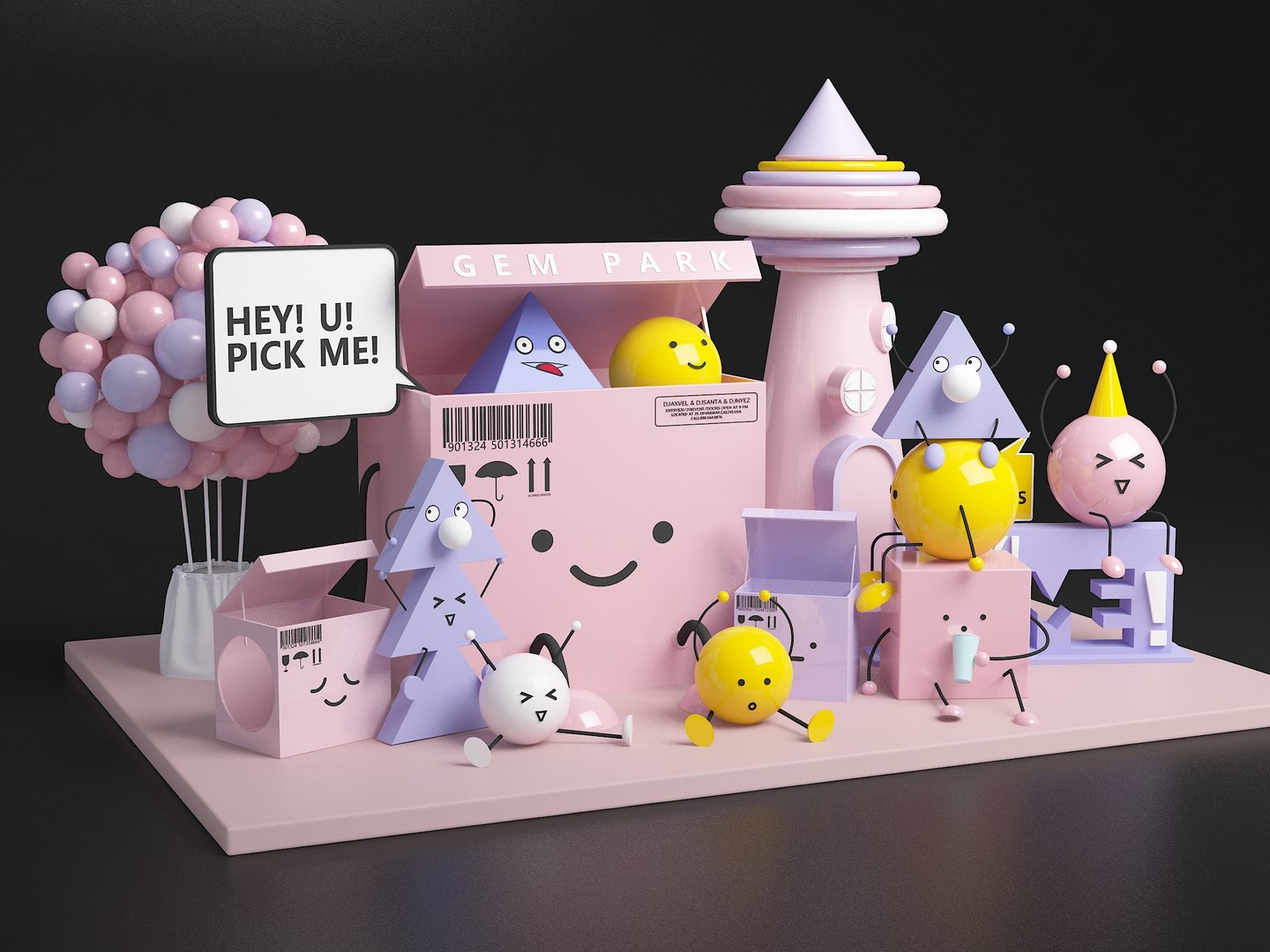 3D Modern Display Design Cartoon Display Stack Commercial Display ...