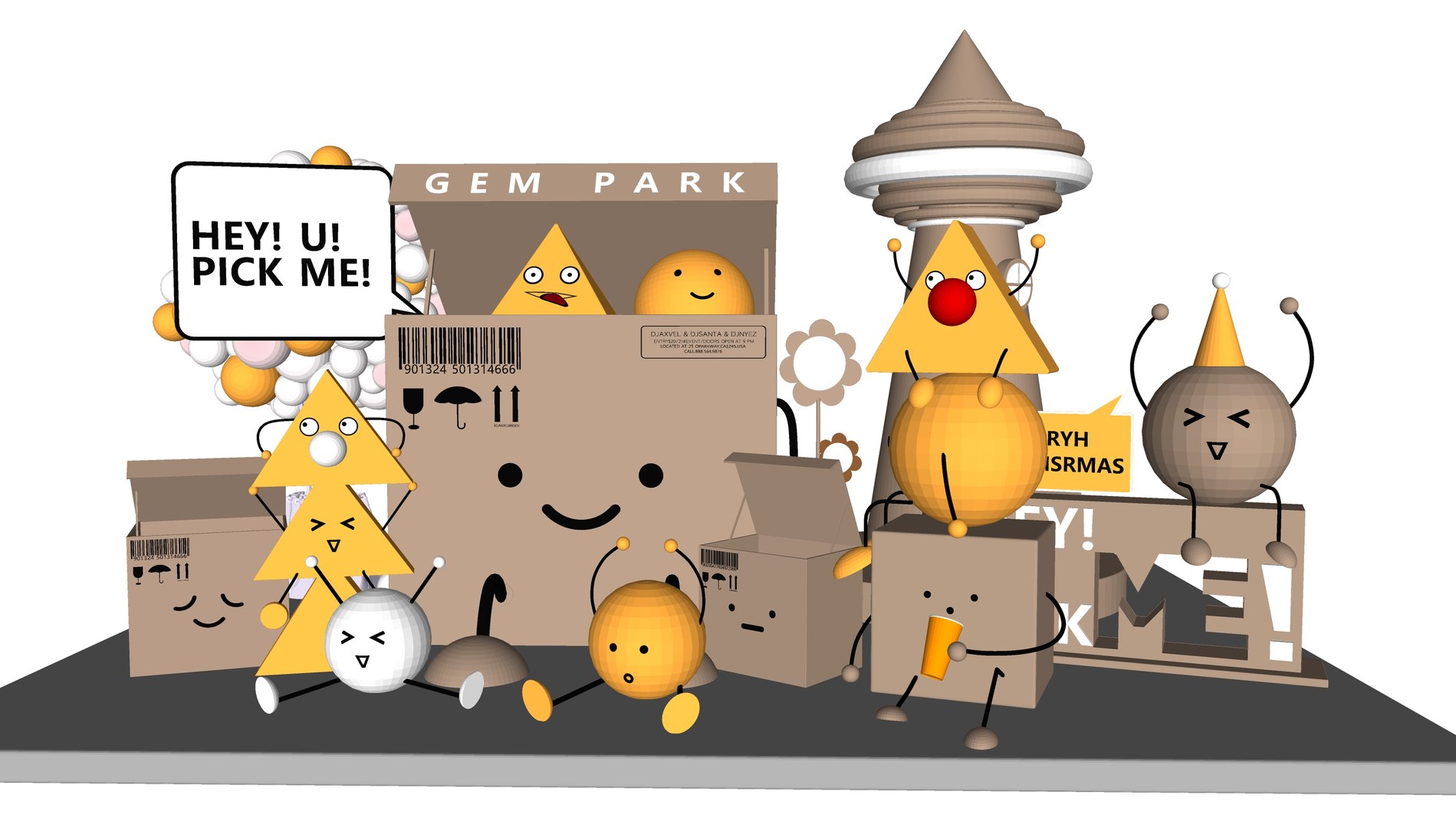 3D Modern Display Design Cartoon Display Stack Commercial Display ...
