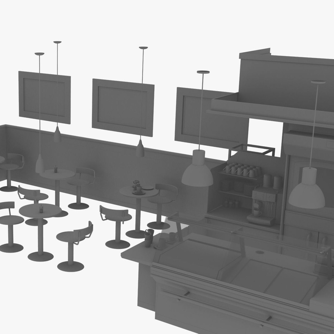 3d model bakery cafe shopping centre