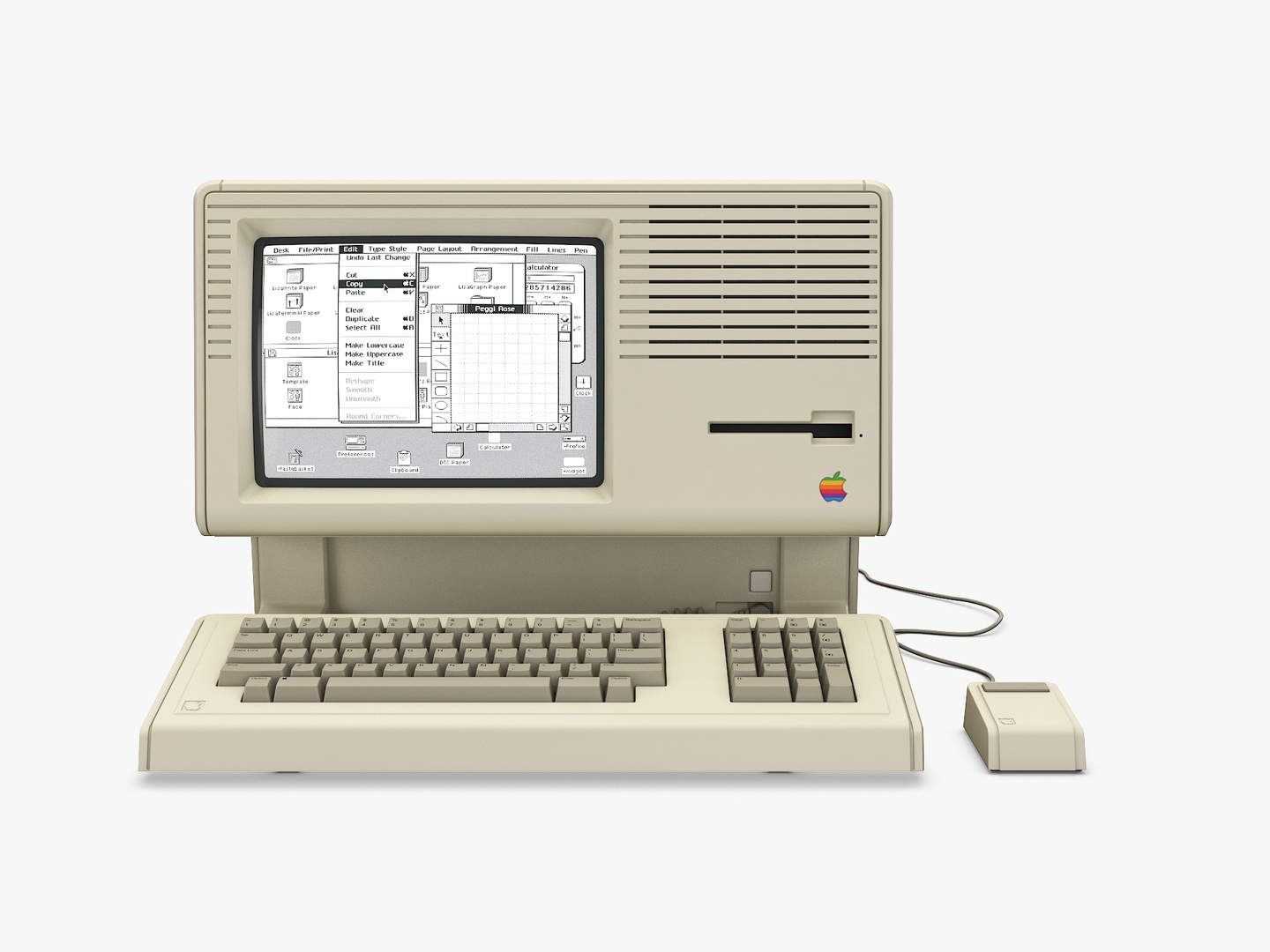 3D Apple Lisa 2 Macintosh XL 1984-1986 PC With Keyboard And Mouse M 1 ...