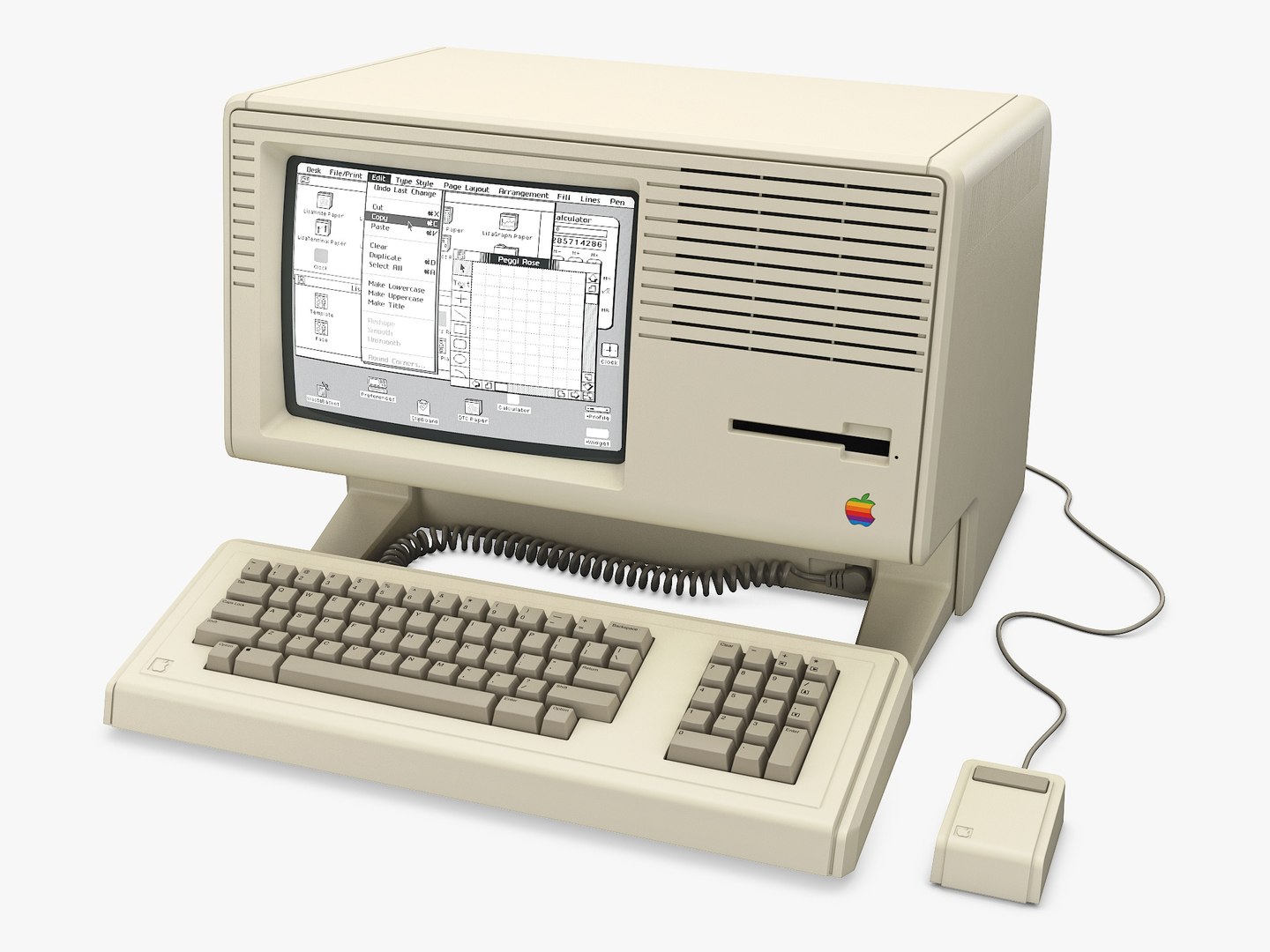 3D Apple Lisa 2 Macintosh XL 1984-1986 PC With Keyboard And Mouse M 1 ...