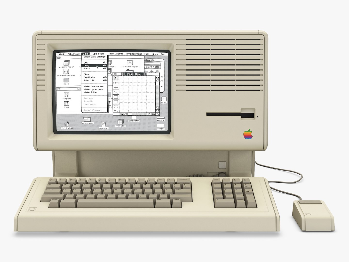 3D Apple Lisa 2 Macintosh XL 1984-1986 PC With Keyboard And Mouse M 1 ...