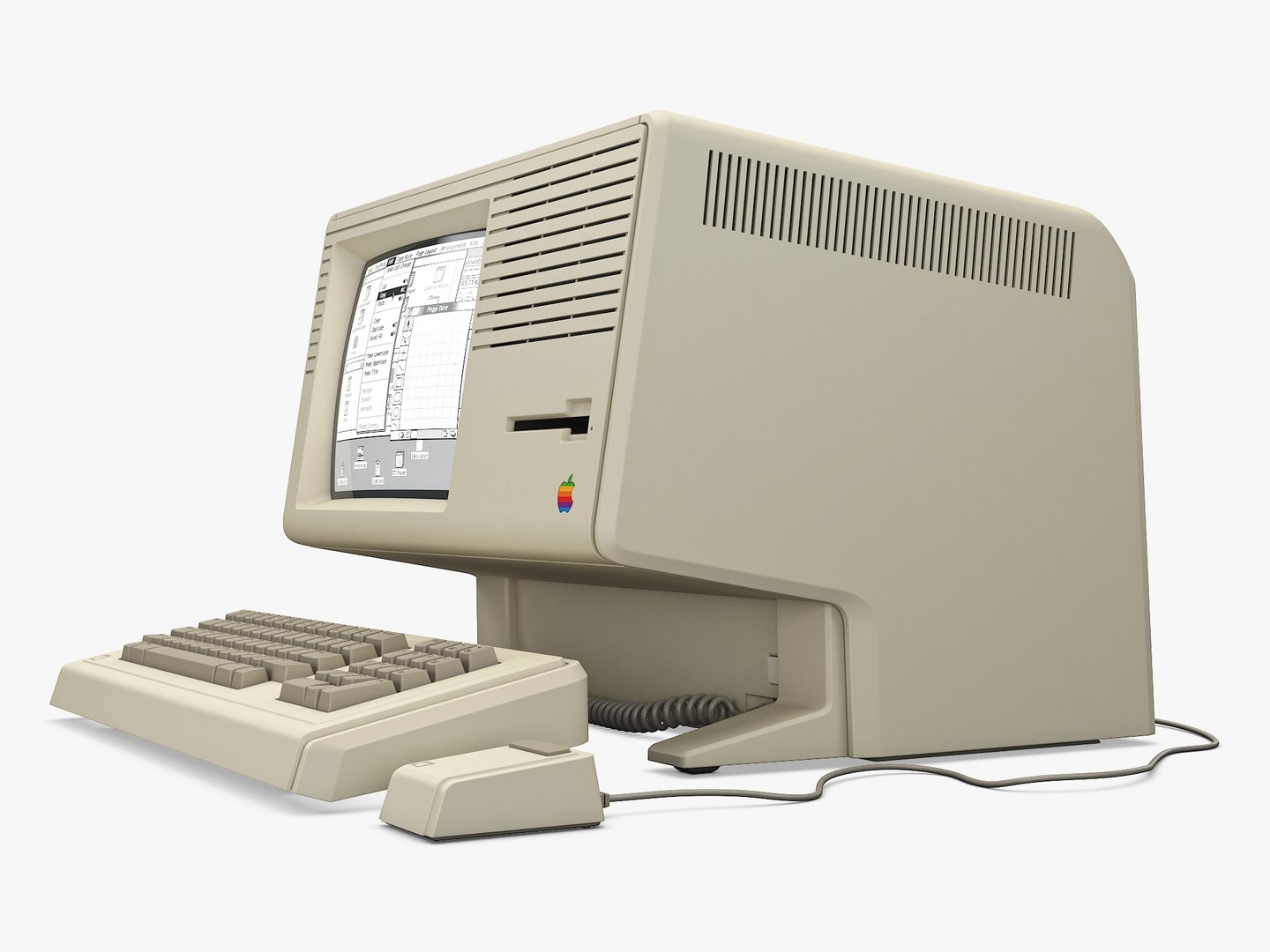 3D Apple Lisa 2 Macintosh XL 1984-1986 PC With Keyboard And Mouse M 1 ...