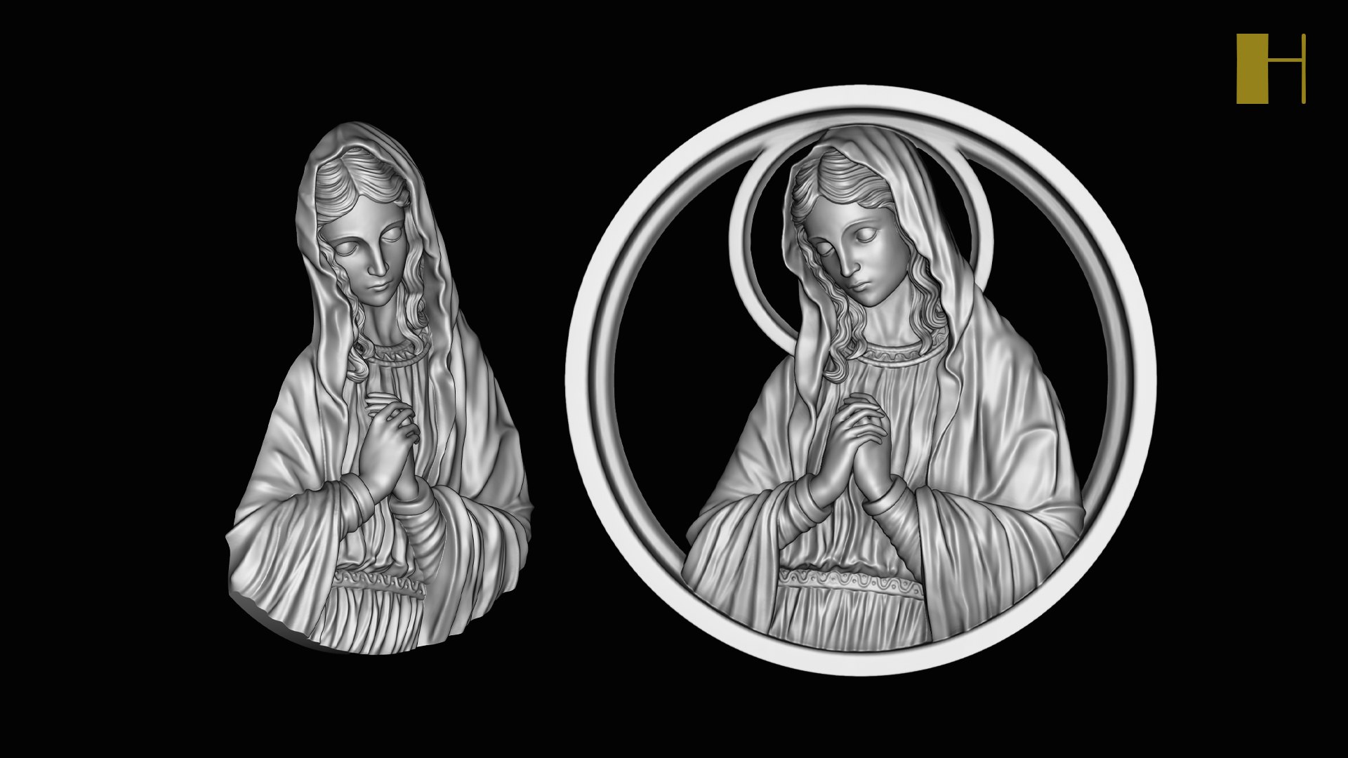 Virgin Mary Bas Relief And Pendant 3D Print Model 3D Model - TurboSquid ...