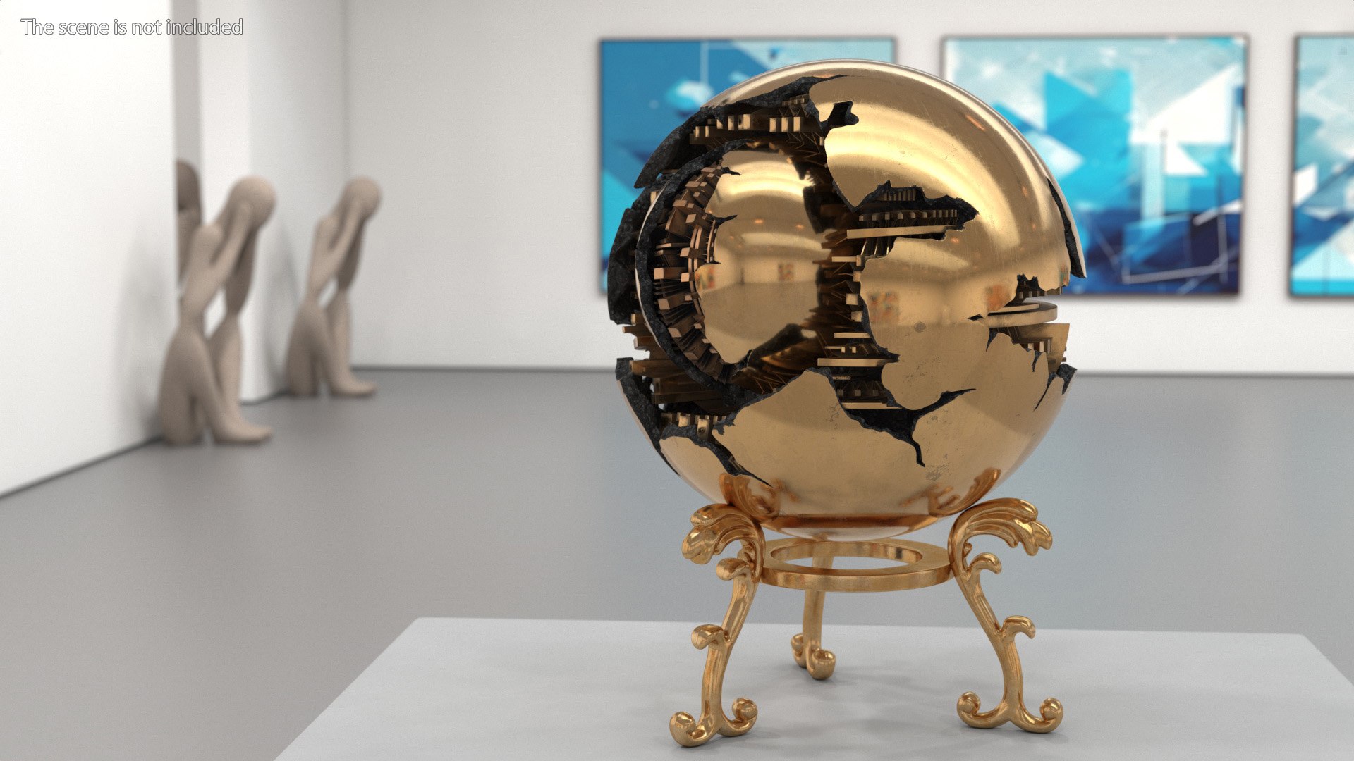 3D Fractured Bronze Sphere Sculpture - TurboSquid 2368843