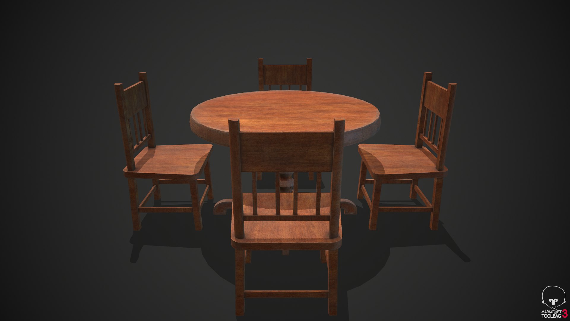 3D wooden table chairs model - TurboSquid 1563635