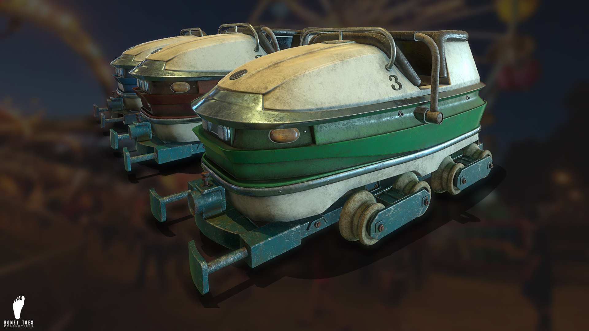 3D Ready Roller Coaster Carts Model - TurboSquid 1403662