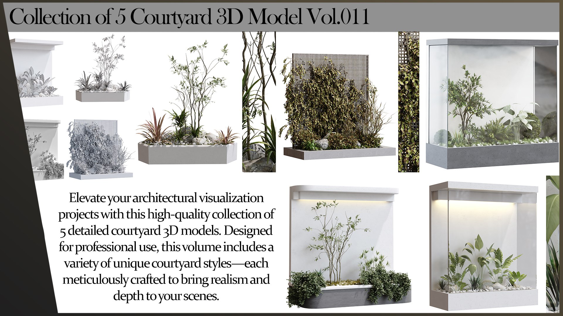 3D Collection Of 5 Courtyard 3d Model Vol 011 3D Model Model ...