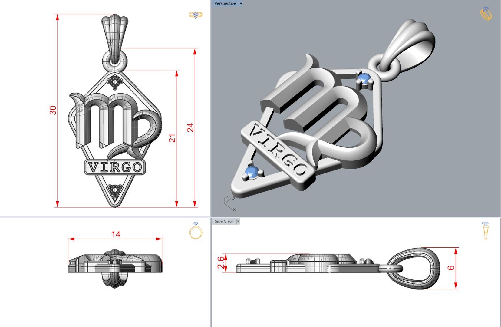 Stl Pendant Virgo 3D - TurboSquid 1421904