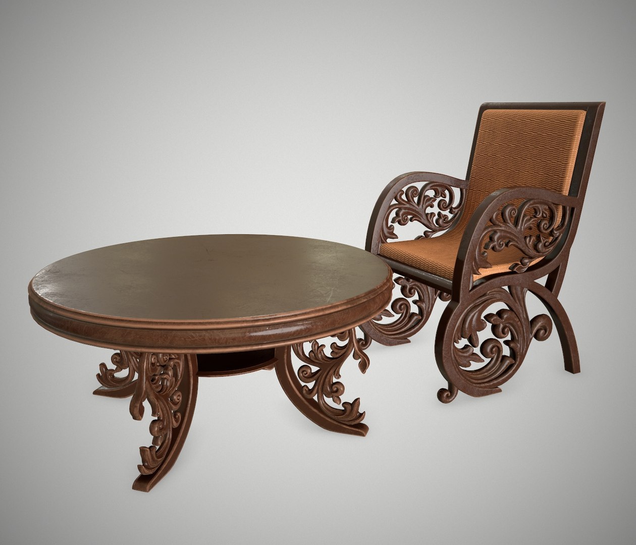 3D Antique Furniture Semarang Table Chair - TurboSquid 1317500