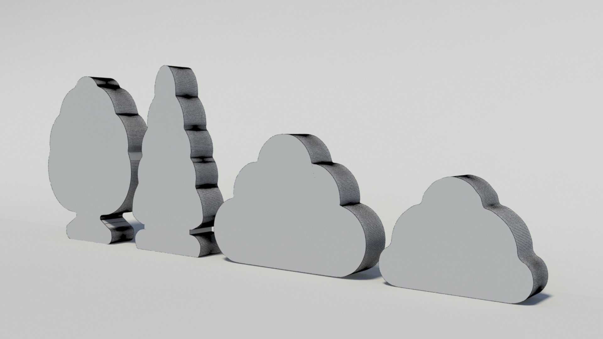 Toy Trees Shrubs 3d X