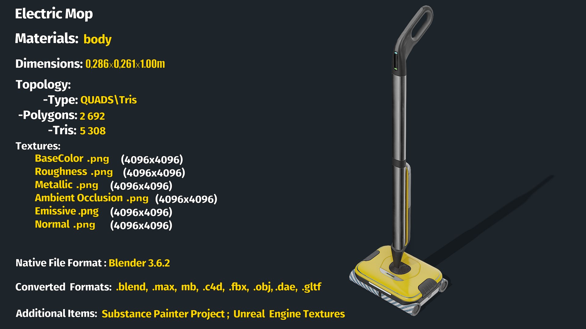 3D Electric Mop Model - TurboSquid 2119340