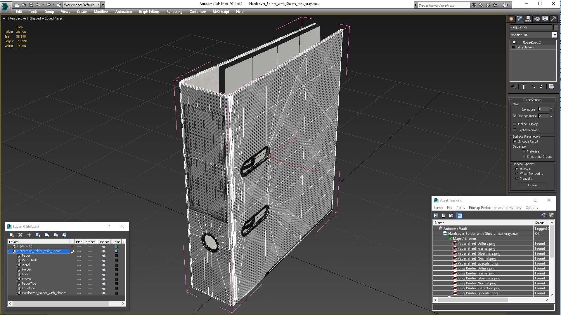 3D Hardcover Folder with Sheets - TurboSquid 2136373
