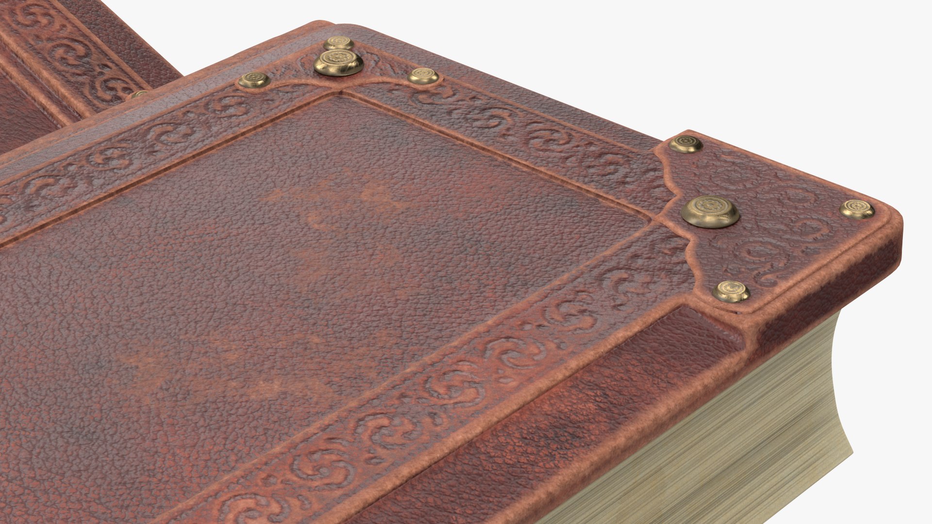 3D Vintage Ornate Book Brown Leather - TurboSquid 1780545