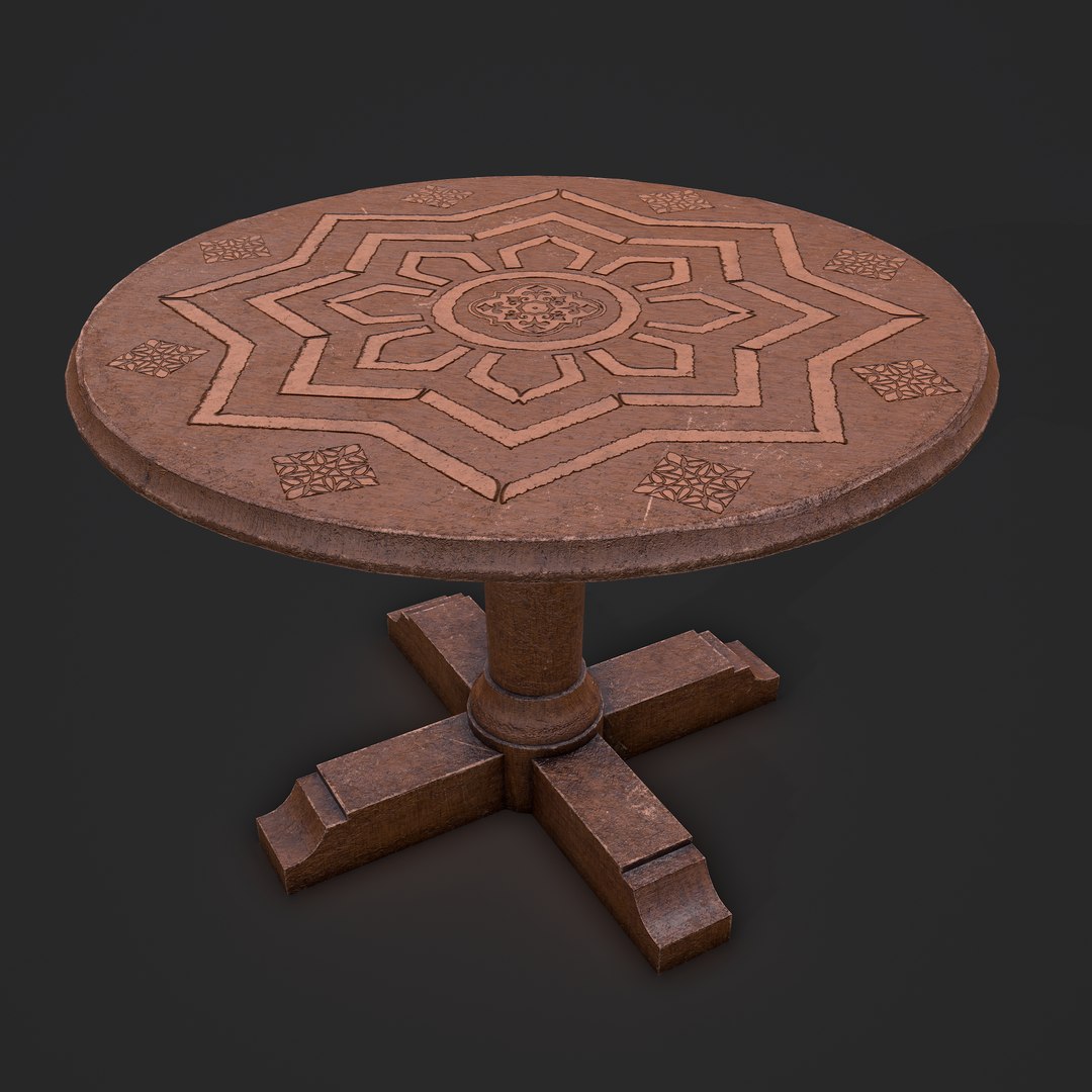3D Elegant Round Table And Wood Chairs Model - TurboSquid 1824142
