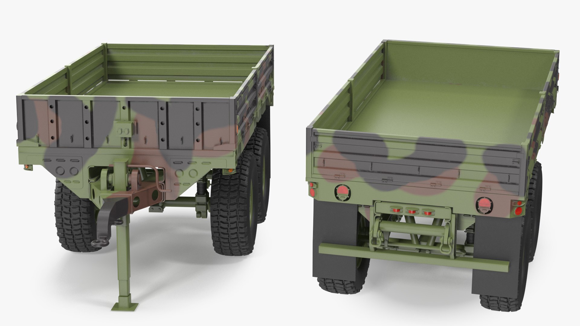 3D Military Drop Side Cargo Trailer M1095 Camouflage model - TurboSquid ...