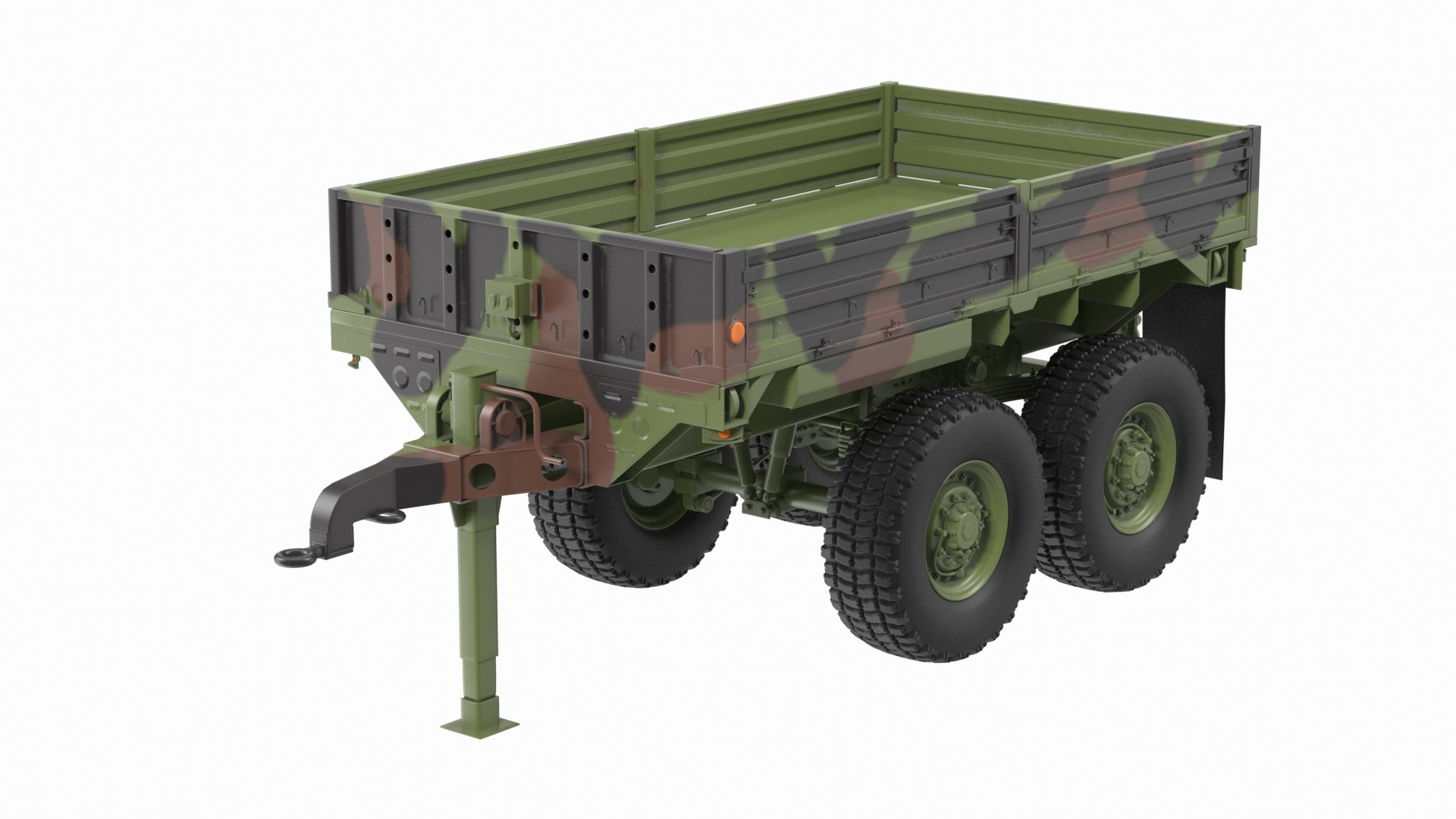 Modello 3D Rimorchio per carico militare con sponda ribaltabile M1095 ...