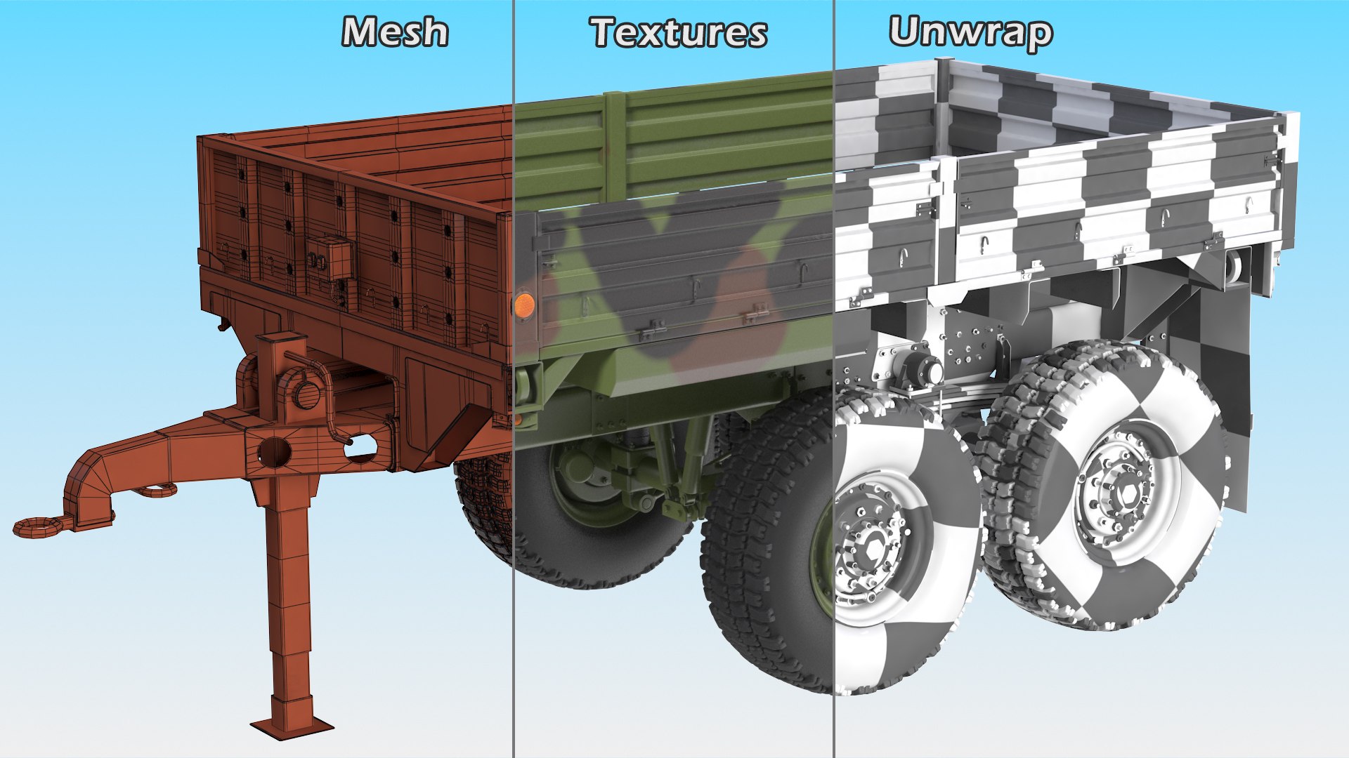 3D Military Drop Side Cargo Trailer M1095 Camouflage model - TurboSquid ...