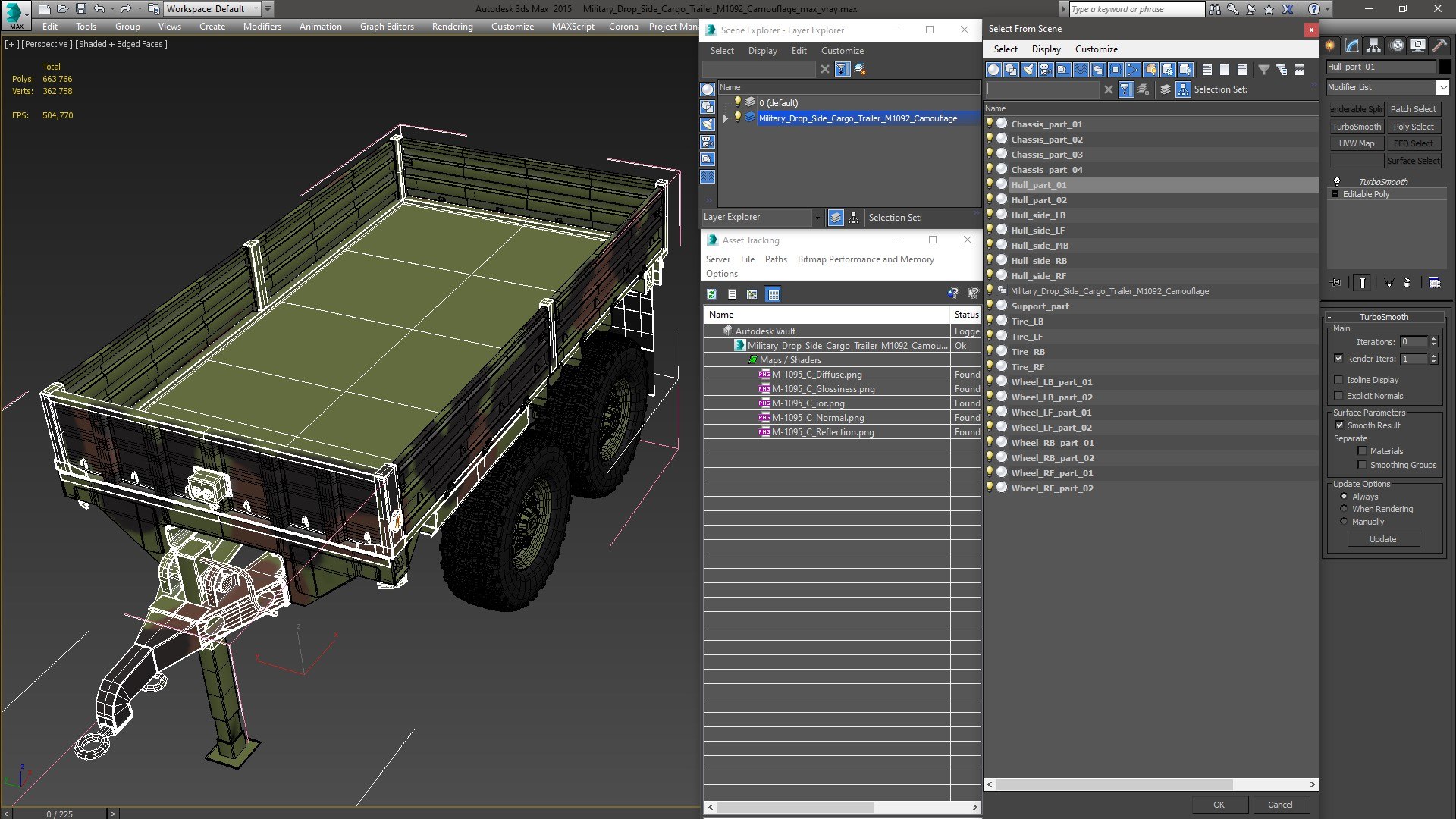 3D Military Drop Side Cargo Trailer M1095 Camouflage model - TurboSquid ...