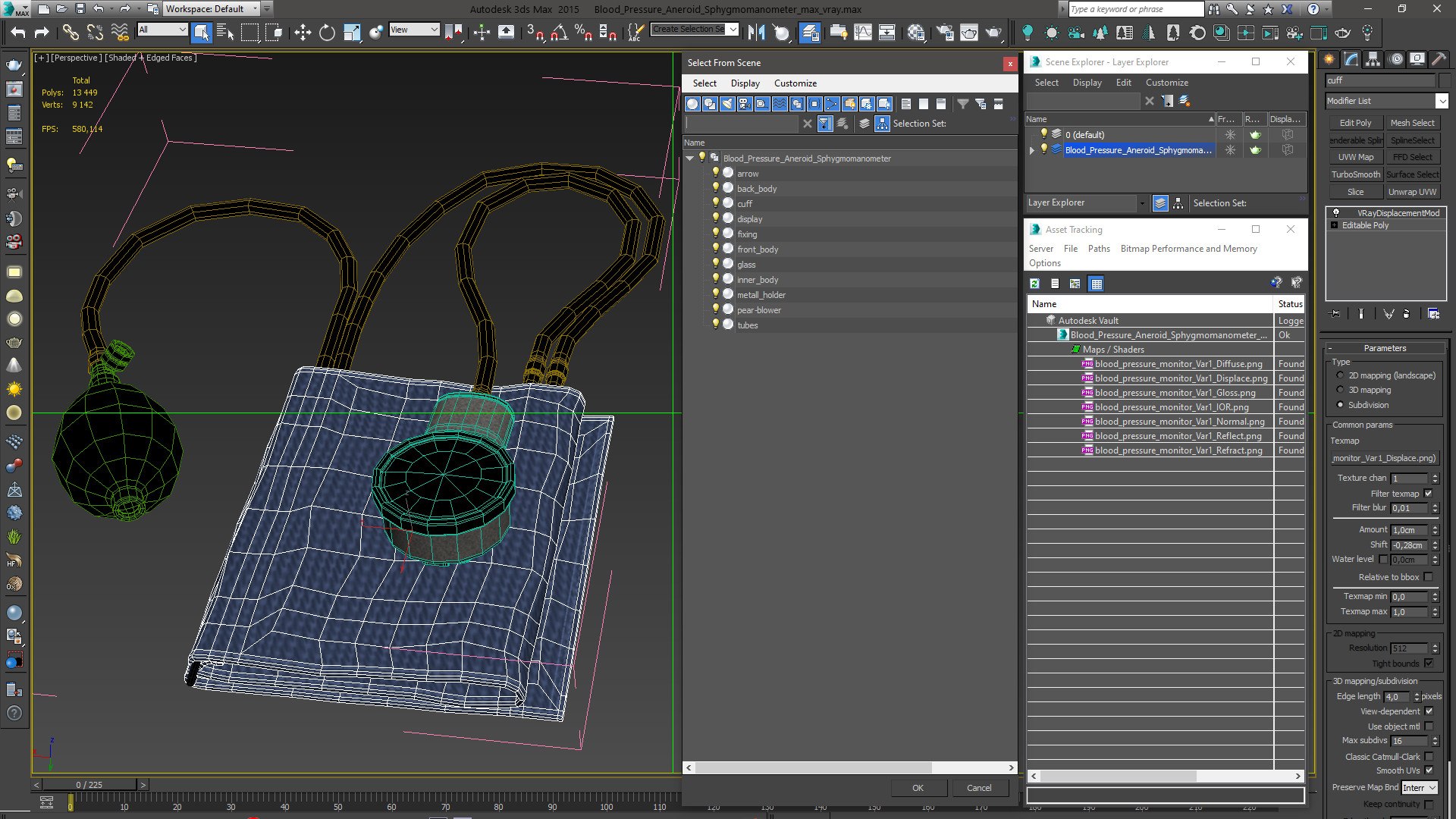 Blood pressure aneroid sphygmomanometer 3D model - TurboSquid 1624428