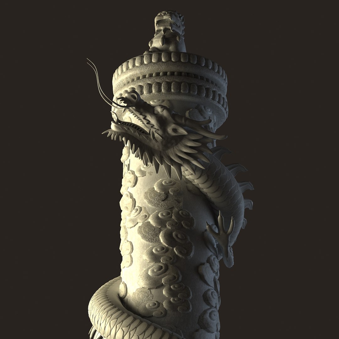 Chinese Dragon Pillar 3d 3ds