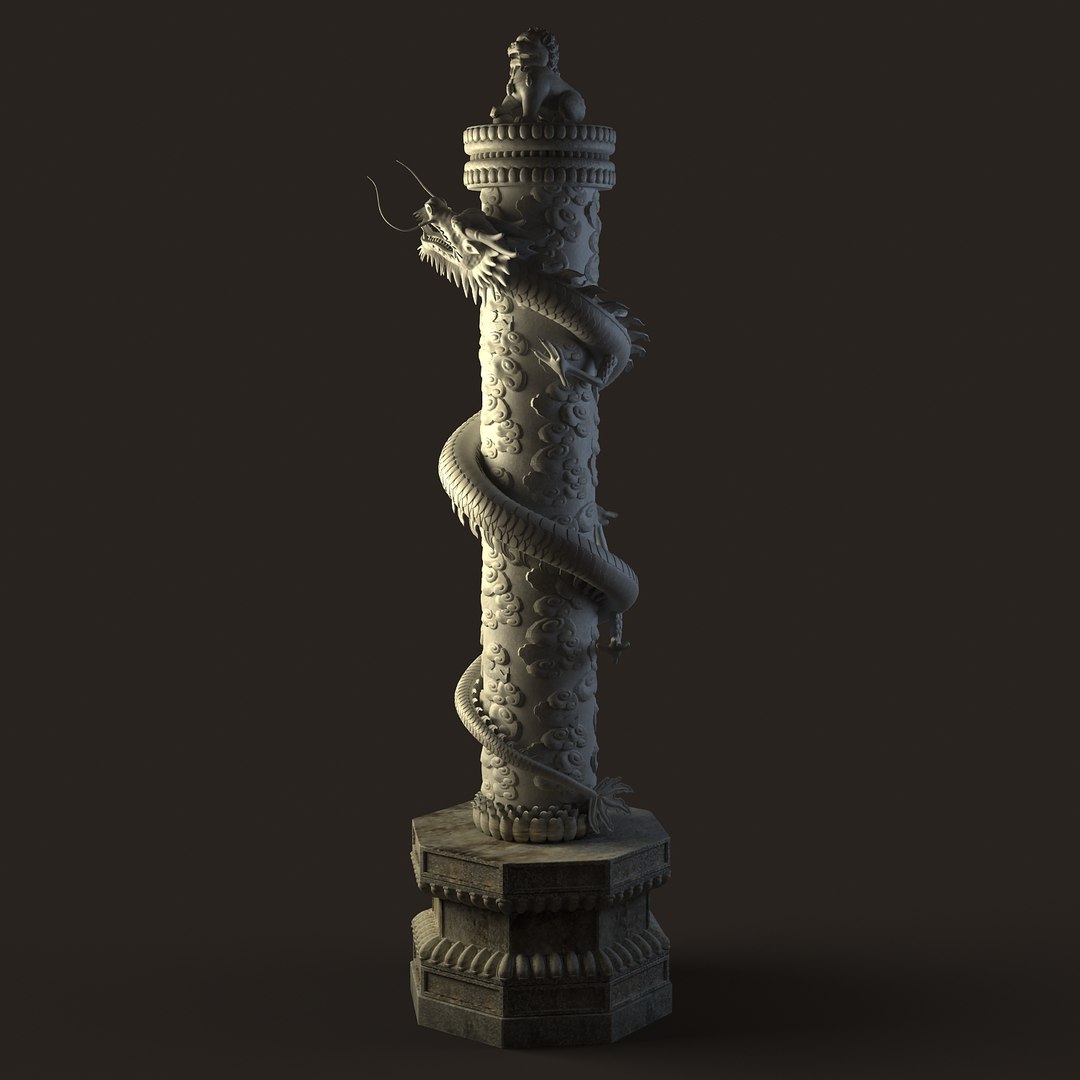 Chinese Dragon Pillar 3d 3ds