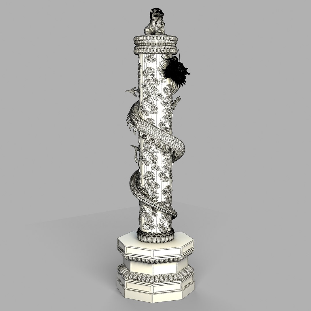Chinese Dragon Pillar 3d 3ds