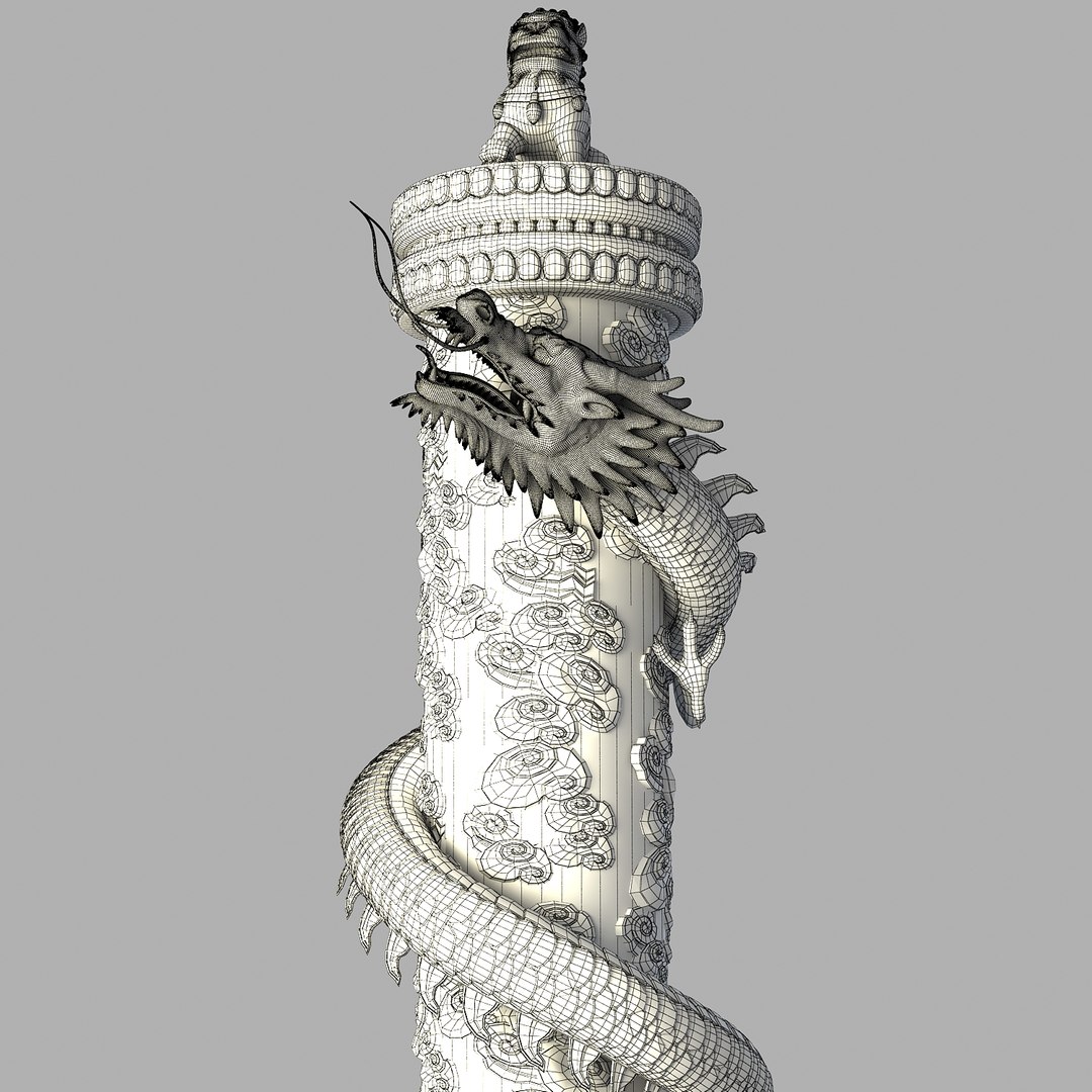 Chinese Dragon Pillar 3d 3ds